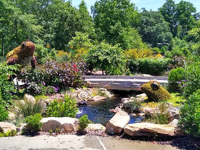 Water features and topiary art combine to create scenes that belong on a postcard you'd actually want to send.
