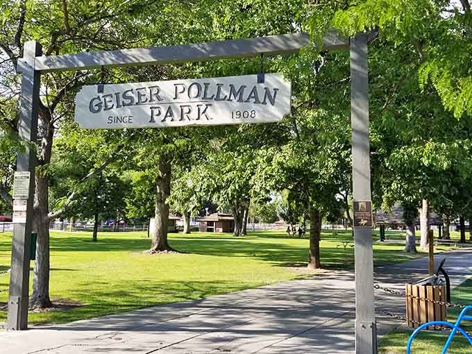 Geiser Pollman Park has been the town's green heart since 1908, offering shade that's older than your grandparents.