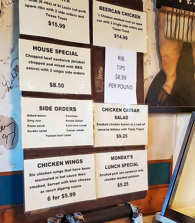 The menu board promises smoked perfection, from brisket to beer can chicken and everything gloriously in between.