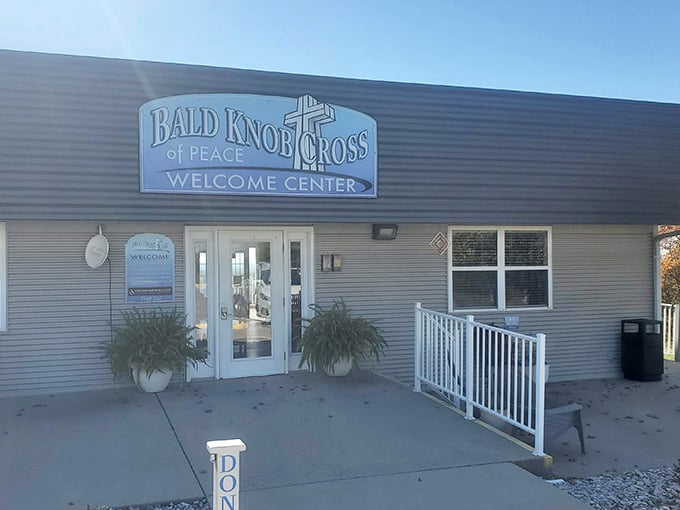 The welcome center greets visitors with friendly hospitality before they ascend to witness something truly remarkable above.