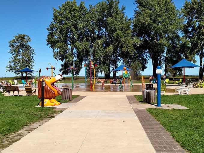 The splash pad at Bay City's parks keeps kids cool while parents enjoy actual conversations nearby.