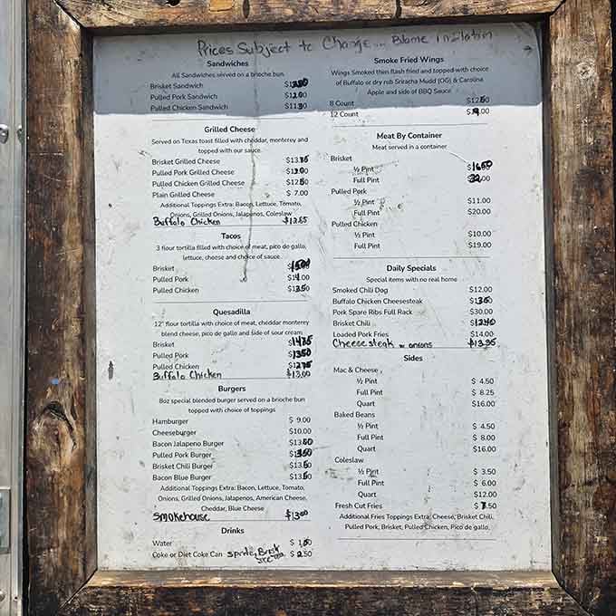 This menu board is basically a roadmap to happiness, one smoked meat at a time.