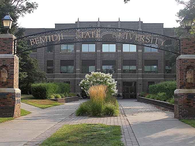 Bemidji State University's grand entrance welcomes students to affordable education surrounded by pristine wilderness and opportunity.