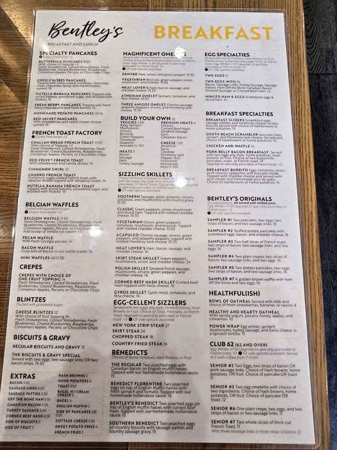 This menu reads like a greatest hits album of breakfast dreams, from Oreo S'mores Pancakes to sensible egg whites.