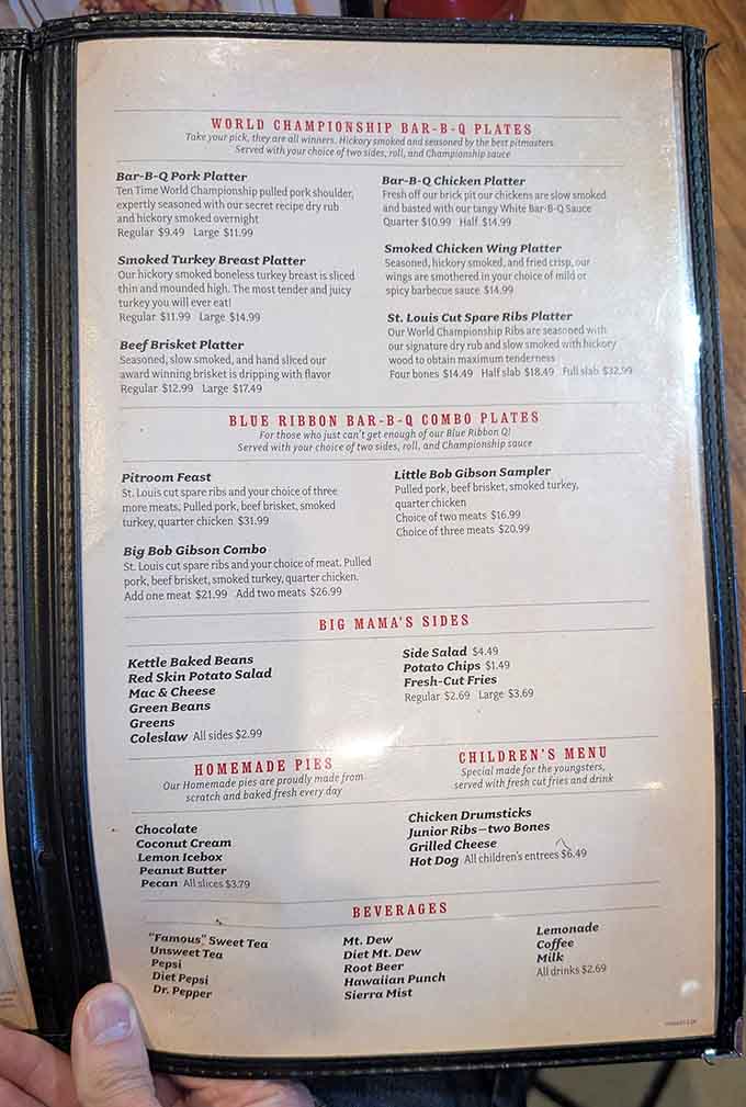 World Championship platters and Big Mama's sides prove this menu means serious business about barbecue.