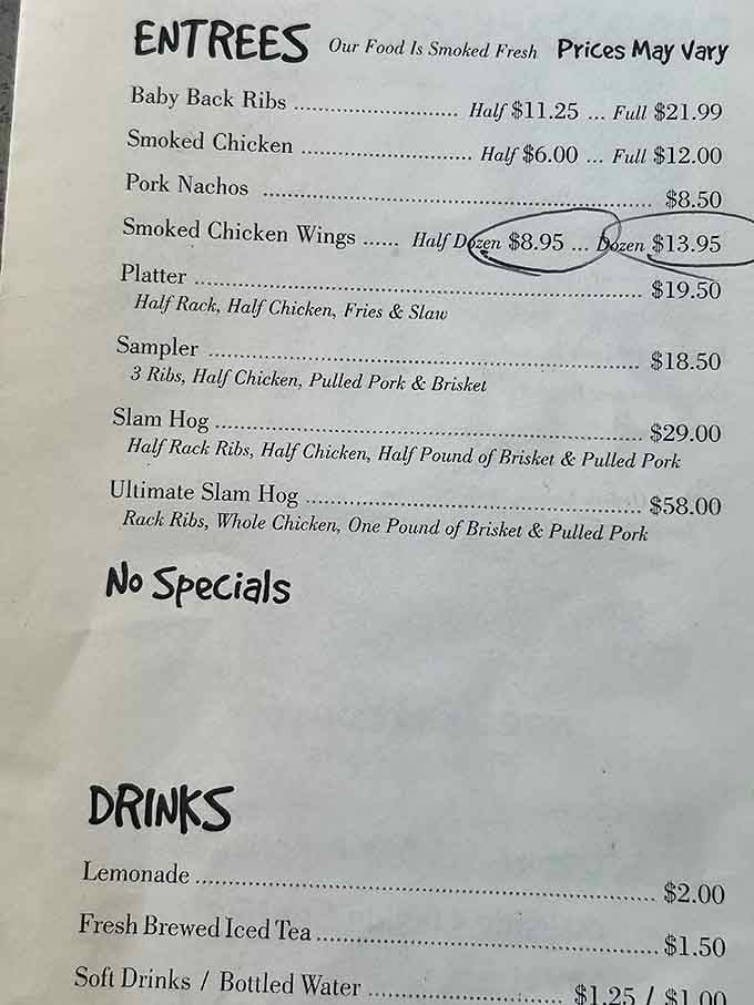 When the menu proudly declares "No Specials," you know they've perfected their craft and aren't messing with success.