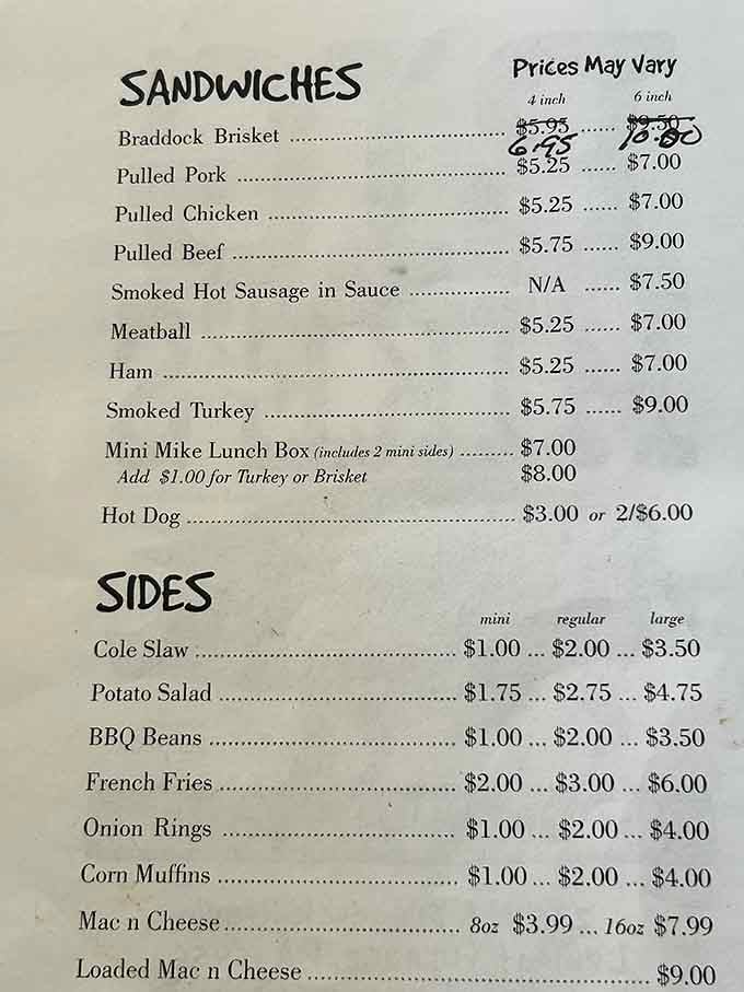 A menu where every item promises smoky redemption and none of them will disappoint your hungry soul.