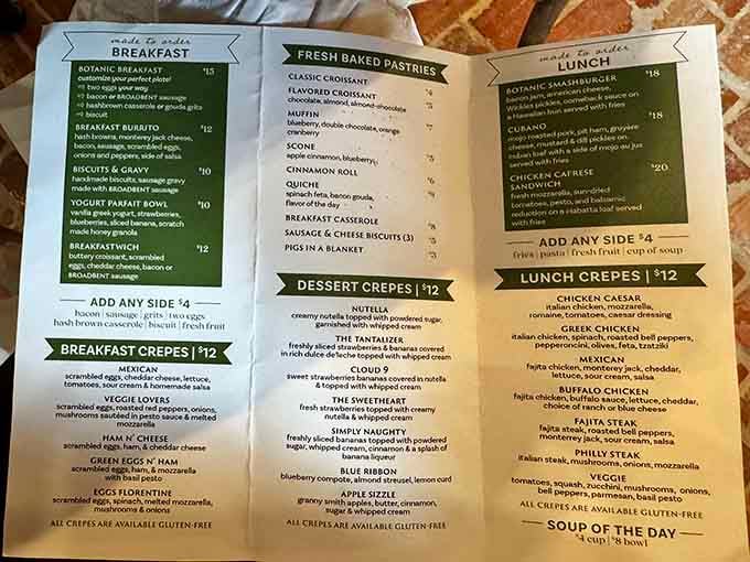This menu reads like a choose-your-own-adventure book, except every choice leads to deliciousness instead of dragon attacks.