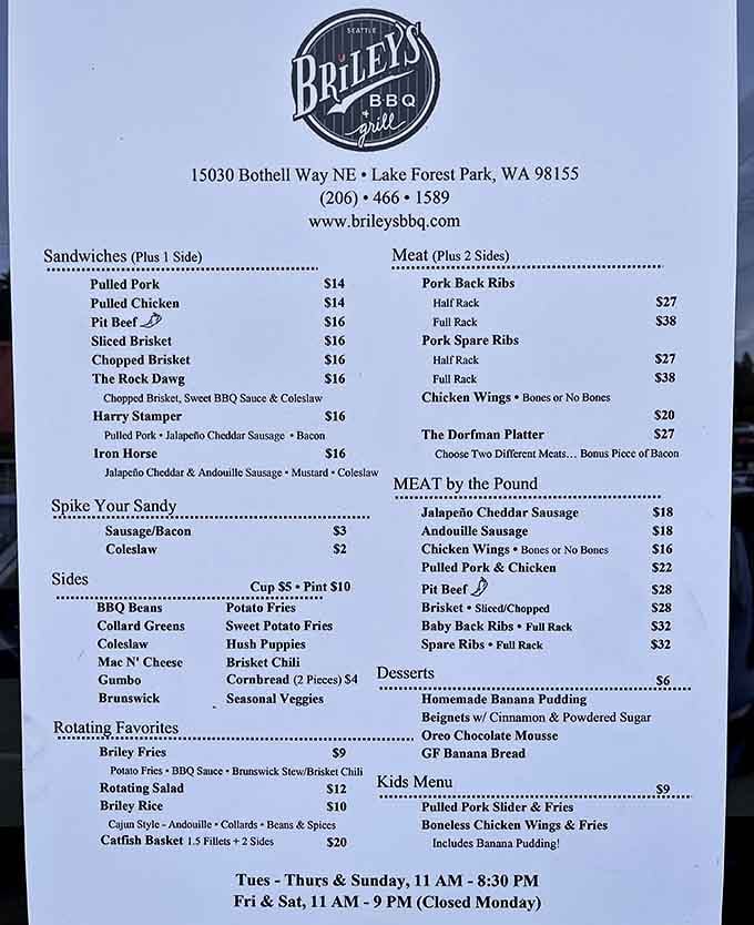 This menu reads like a barbecue lover's wish list, with enough variety to spark friendly debates at every table.