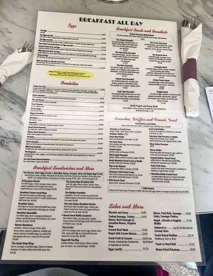 This menu reads like a greatest hits album, except every track is a certified breakfast banger.