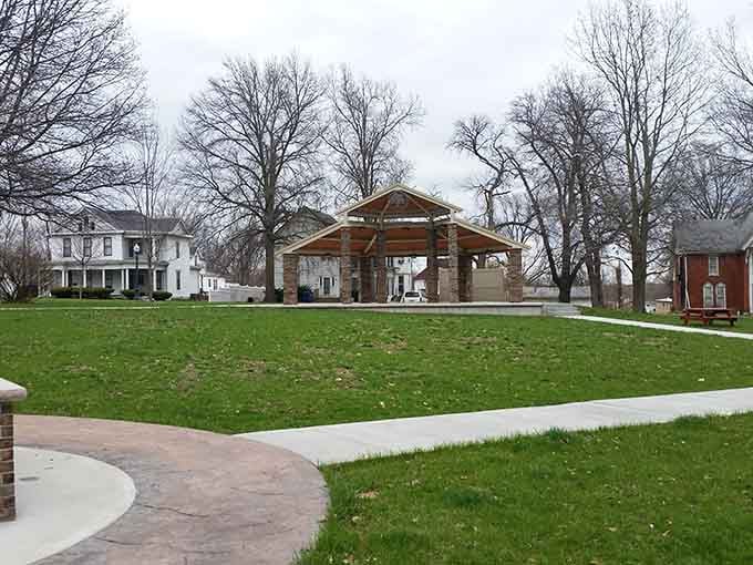 Twin Parks' pavilion offers shade and community gathering space without requiring a country club membership.