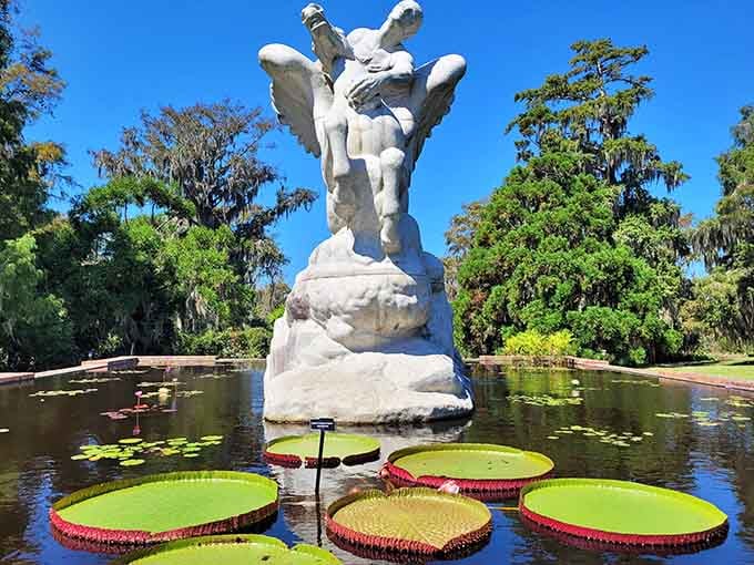 Giant lily pads and a majestic sculpture prove that Mother Nature and human creativity make excellent roommates.