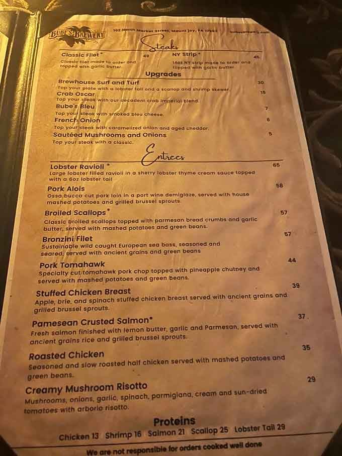 When your menu looks this good under candlelight, you know the food's going to deliver on those promises.