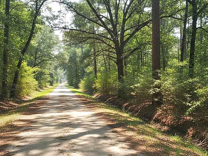 The scenic route through towering hardwoods where your GPS signal dies and your soul comes back to life.