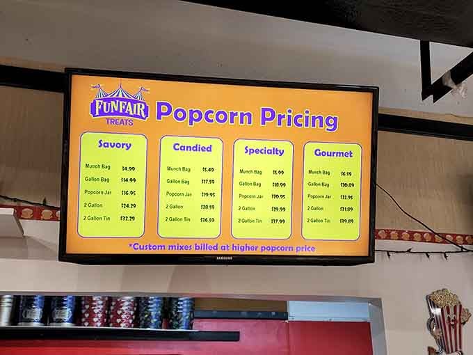 Popcorn options so extensive you'll need a strategy session before ordering your first bag today.