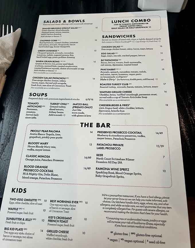 This menu reads like a greatest hits album of breakfast, where every track is a chart-topper waiting to happen.