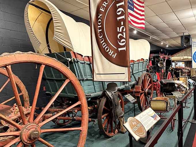 Before horses retired, this sturdy freight wagon hauled America's goods across dusty roads with remarkable wooden-wheeled determination.