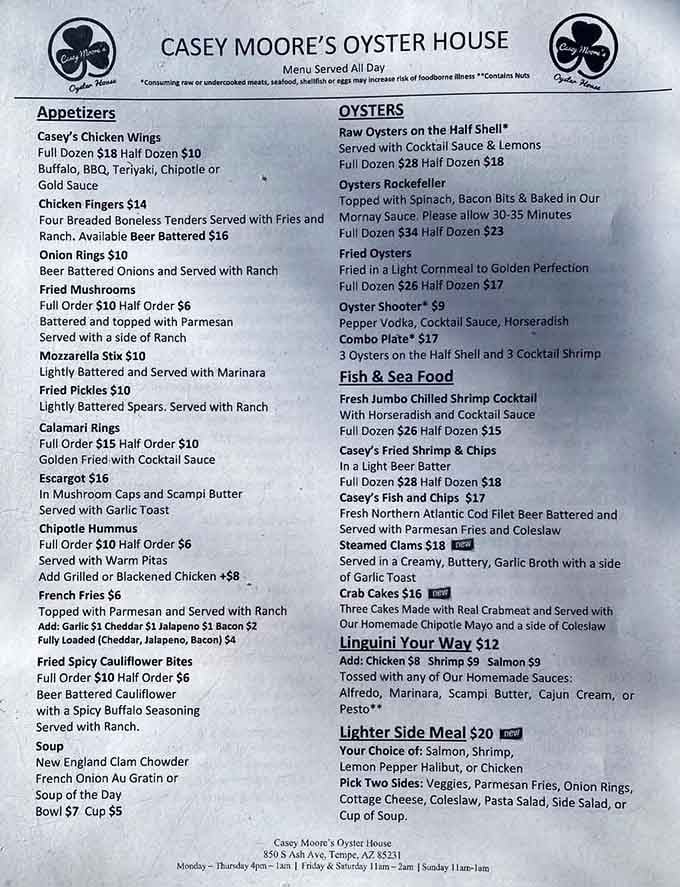 From oysters to wings, this menu proves you can have surf, turf, and everything in between.