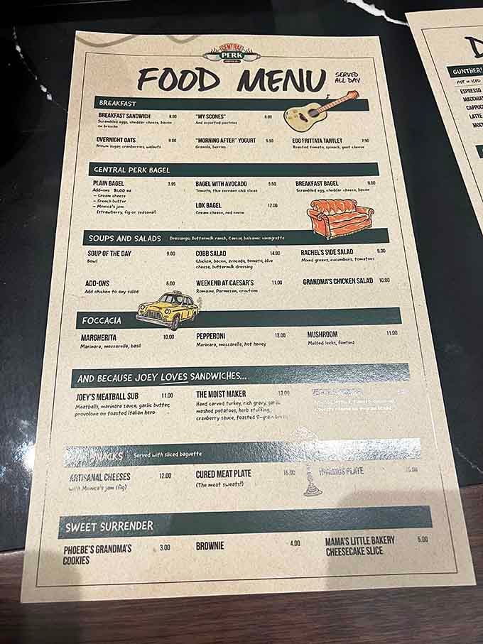 This menu reads like a greatest hits album, with every item name triggering a flood of nostalgic memories.