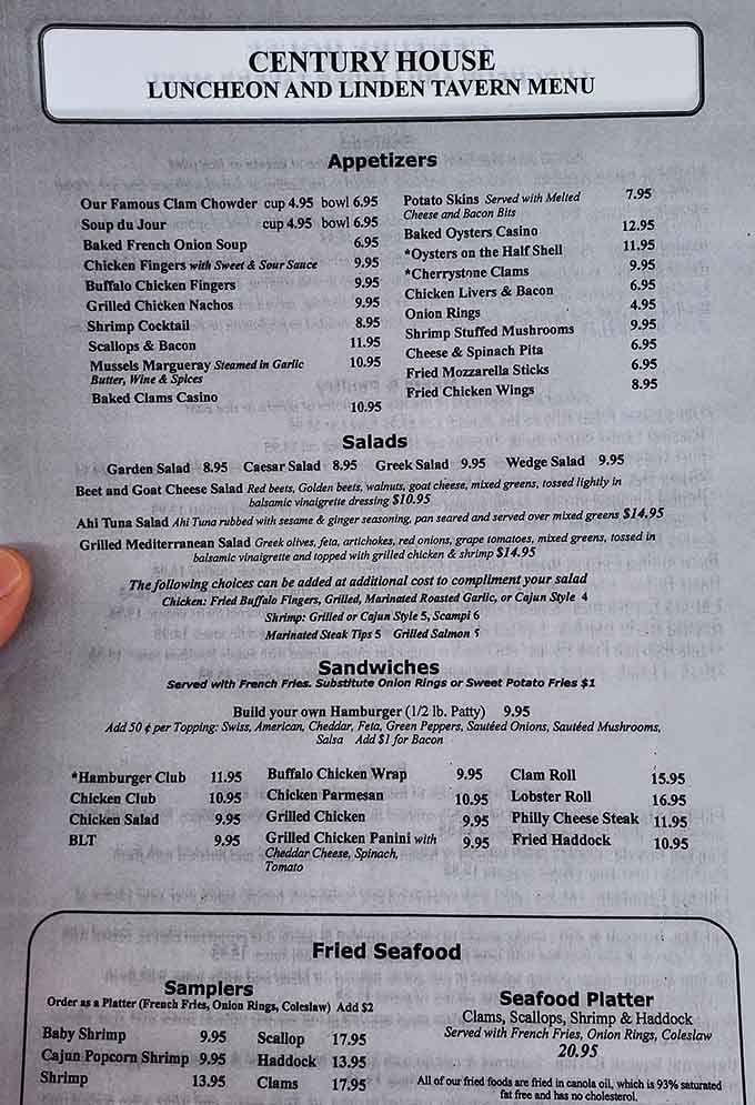 A menu that reads like a love letter to New England seafood, with prices that won't require a second mortgage.