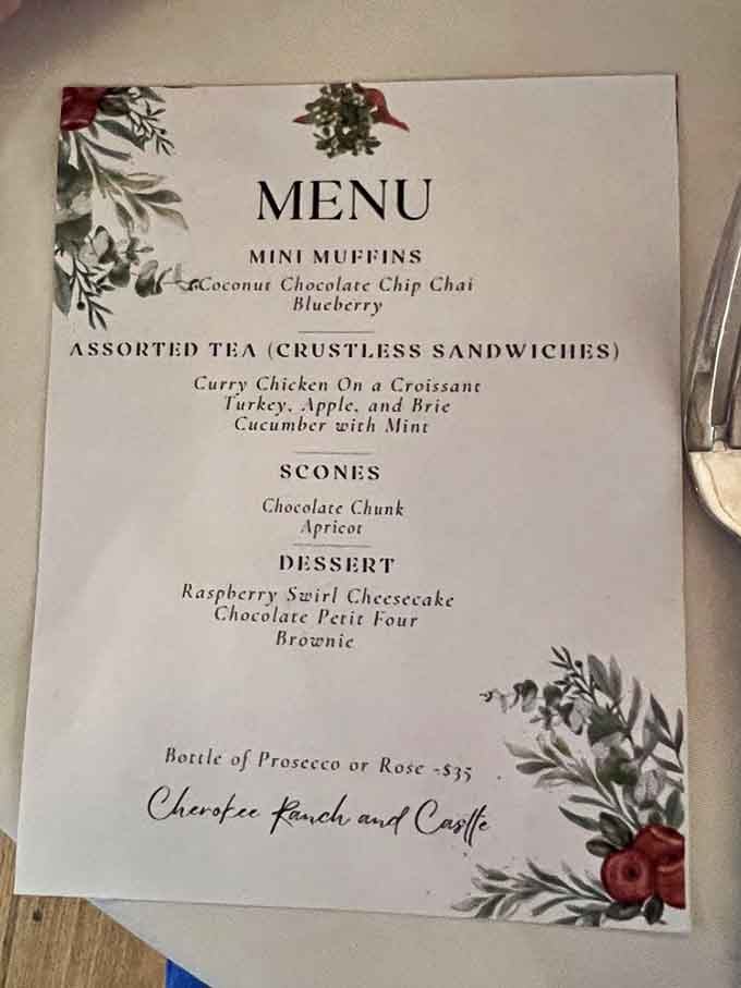 This menu reads like a love letter to afternoon tea, complete with prosecco options.