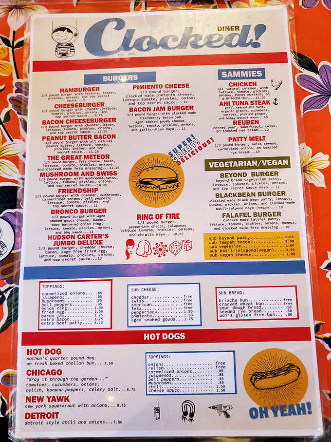 This menu reads like someone's greatest hits album, except every track is a burger and they're all bangers.