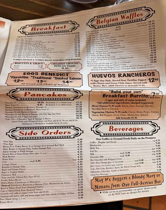 When your menu requires this much real estate, you know you're in for some serious decision-making over breakfast.