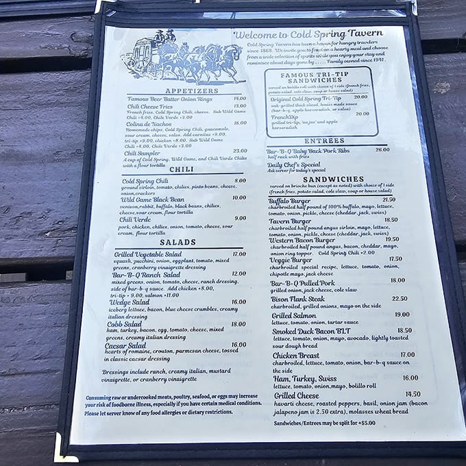 This menu reads like a love letter to carnivores, featuring game meats and hearty fare you won't find at chain restaurants.