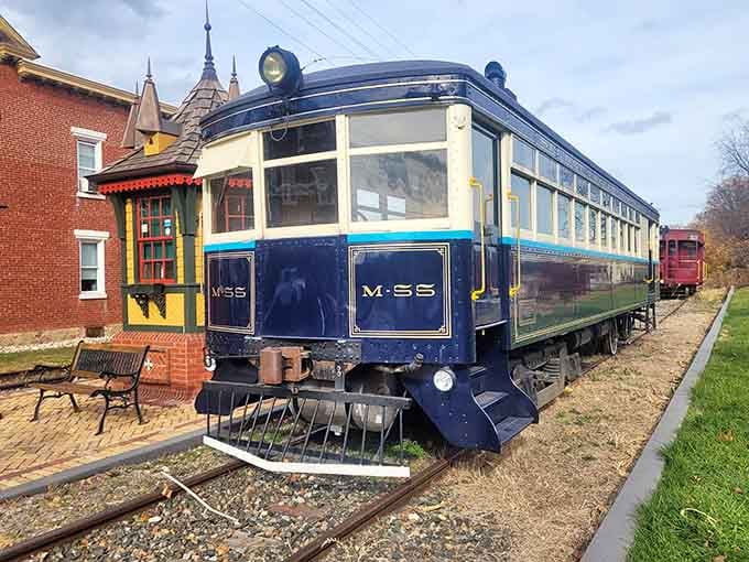 This blue railway gem at Boyertown Station waits patiently to whisk passengers into Pennsylvania's most enchanting landscapes.