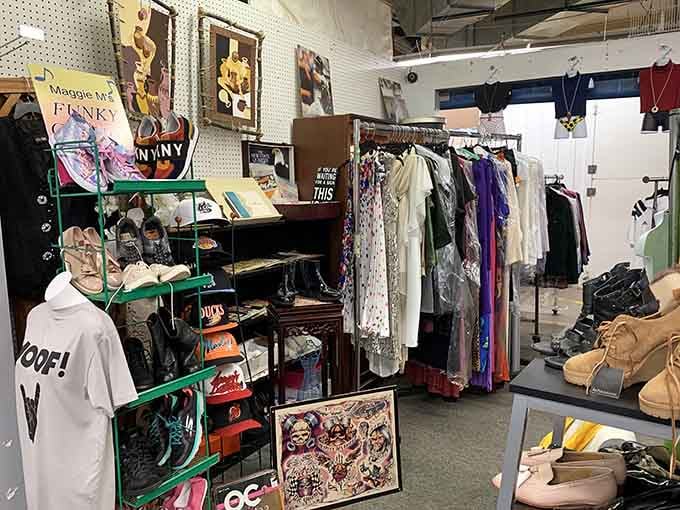 Racks overflow with clothing finds that make retail prices look like highway robbery in comparison.