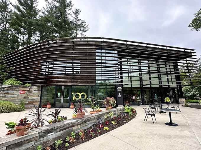 Modern architecture meets botanical wonder at this stunning gateway to 4,300 acres of natural magic.