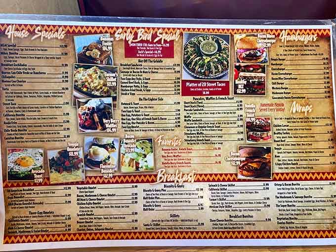 When a menu needs photos to showcase the food, you know the portions are worth documenting for posterity.