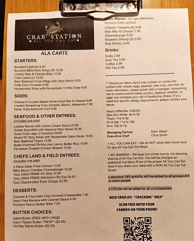 This menu reads like a seafood lover's wish list, and yes, you can actually order it all.