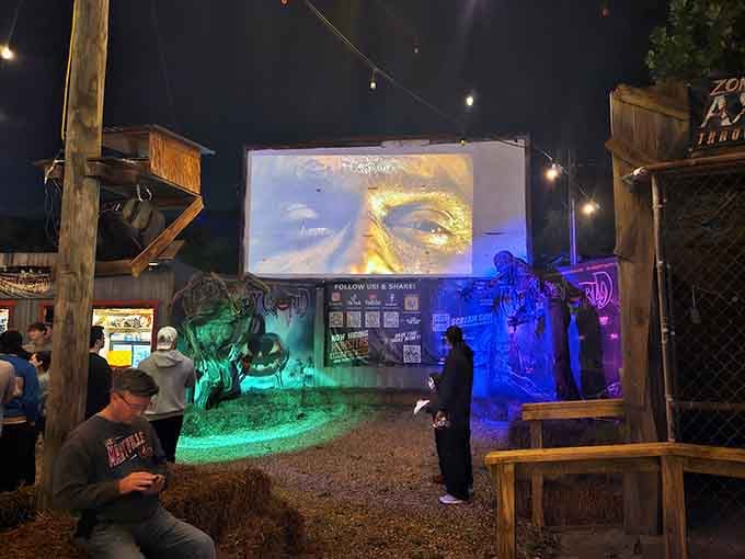 Even the midway area features giant screens, because apparently regular-sized terror just wasn't cutting it for modern audiences.