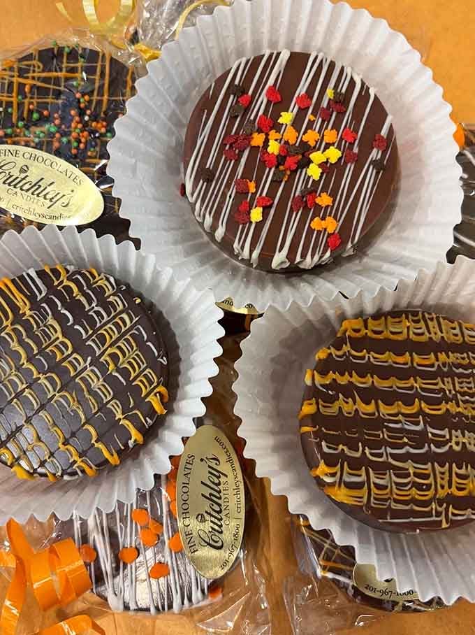 These decorated chocolate rounds are almost too pretty to eat, almost being the operative word here, folks.