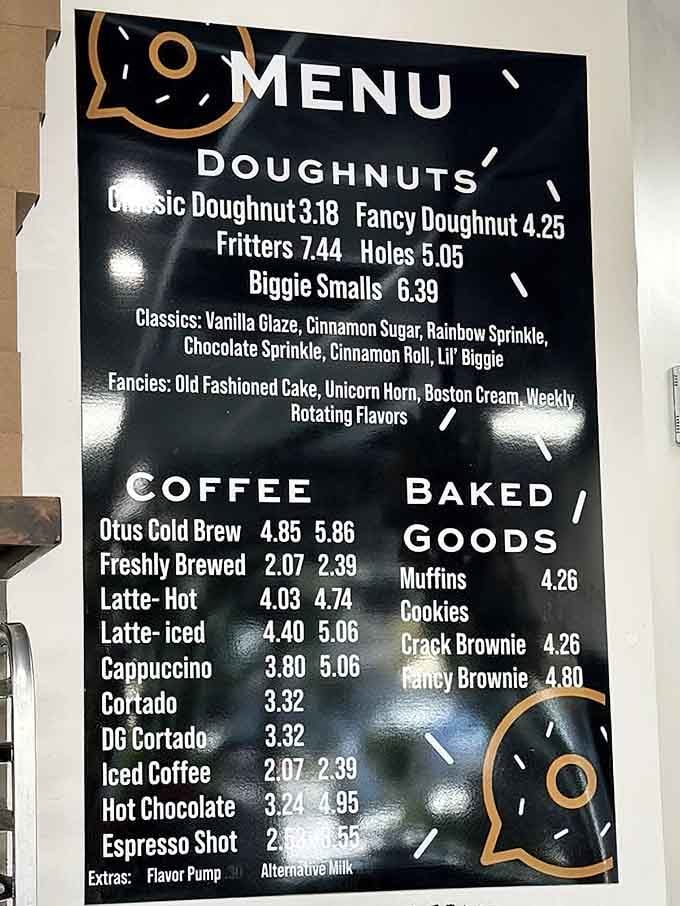 This menu board speaks a language everyone understands: the universal dialect of delicious possibilities and caffeinated dreams.