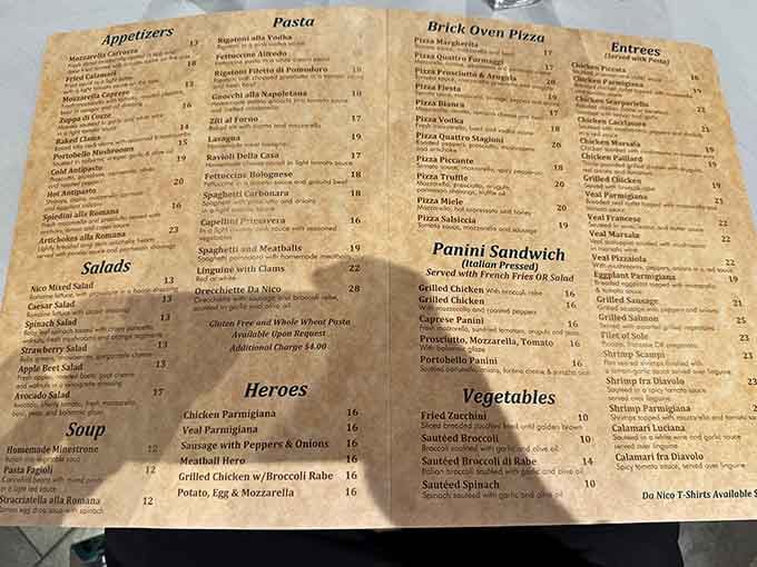 This menu reads like a greatest hits album of Italian-American comfort, minus the prices but full of possibilities.