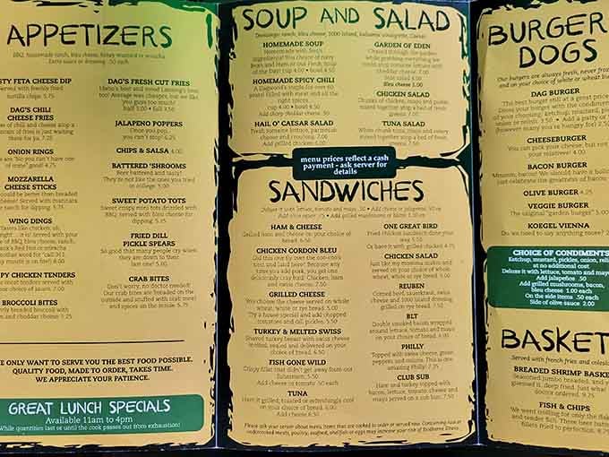 This well-worn menu has guided countless hungry souls to burger enlightenment since day one.