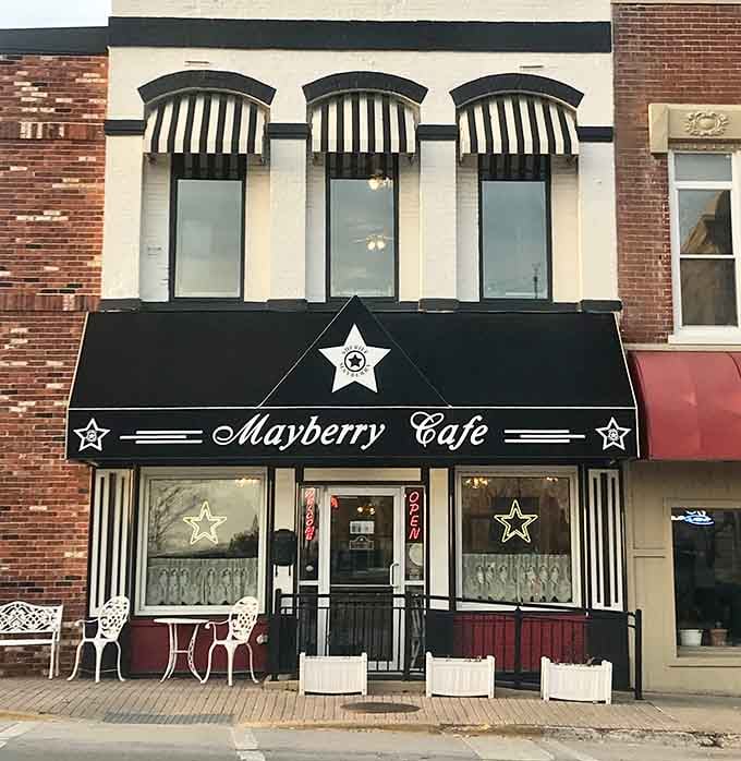 Those sheriff stars on the awning aren't just decoration; they're a nod to simpler times when Andy Griffith ruled television.