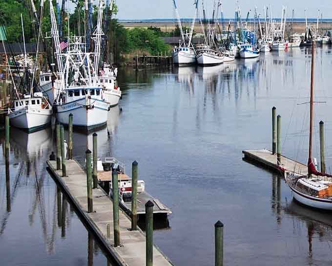 The marina view reveals why shrimpers have been calling this place home for generations upon generations.