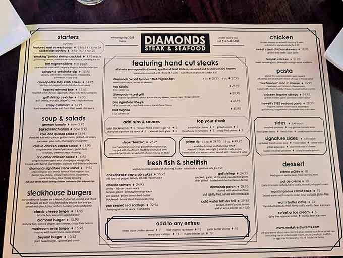 This menu reads like a love letter to carnivores and seafood enthusiasts who refuse to choose sides.