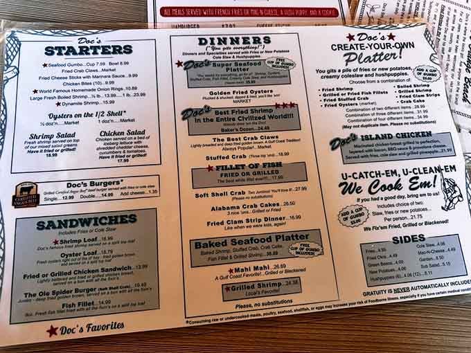 When the menu boldly claims "Best Fried Shrimp in the Entire Civilized World," you know confidence runs deep here.