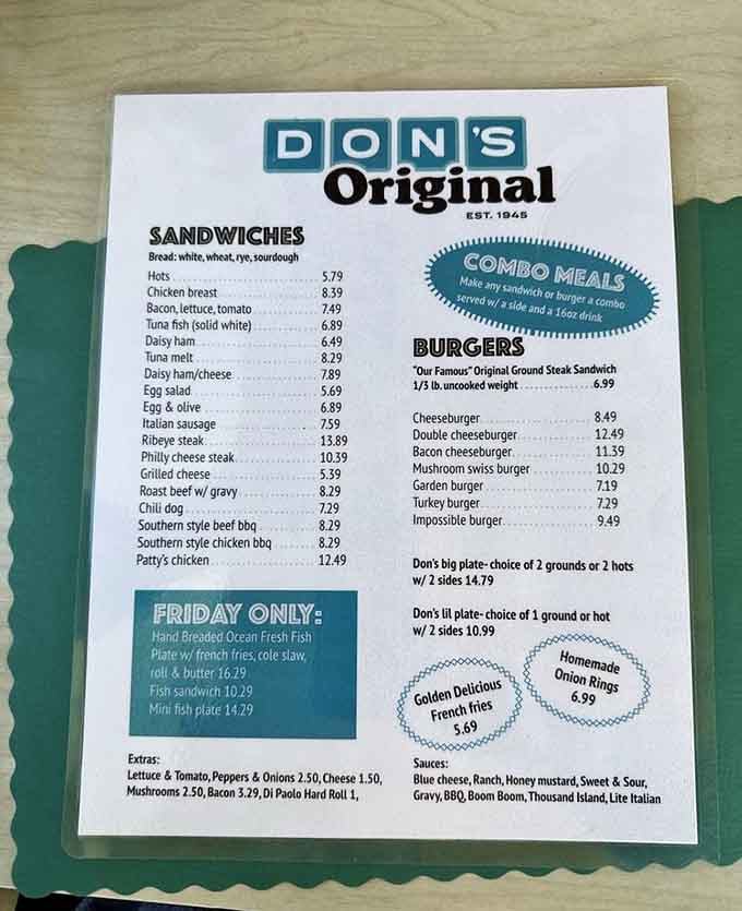 Sometimes the best menus are the simplest ones, where every item has earned its place through decades of devotion.