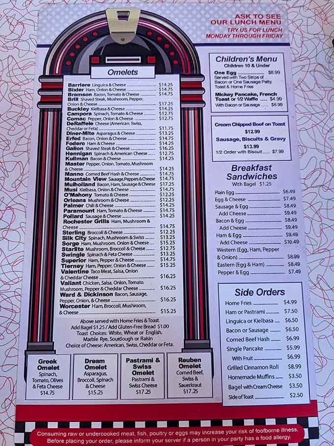 When your menu needs its own jukebox frame, you know you're in for some serious decision-making.