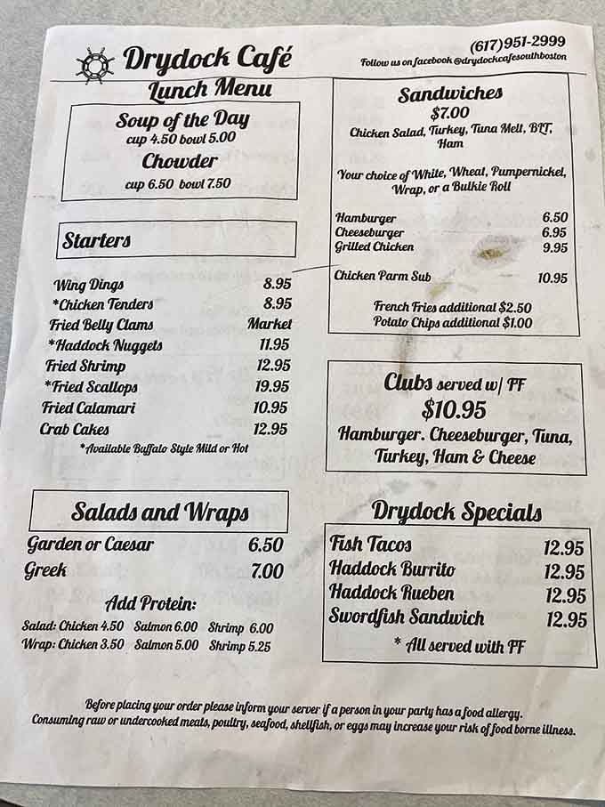 This straightforward menu proves you don't need fifty pages of options when you're doing everything right.