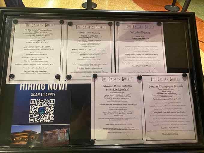 Daily menus rotate to keep things interesting, because variety is the spice of life and buffets.