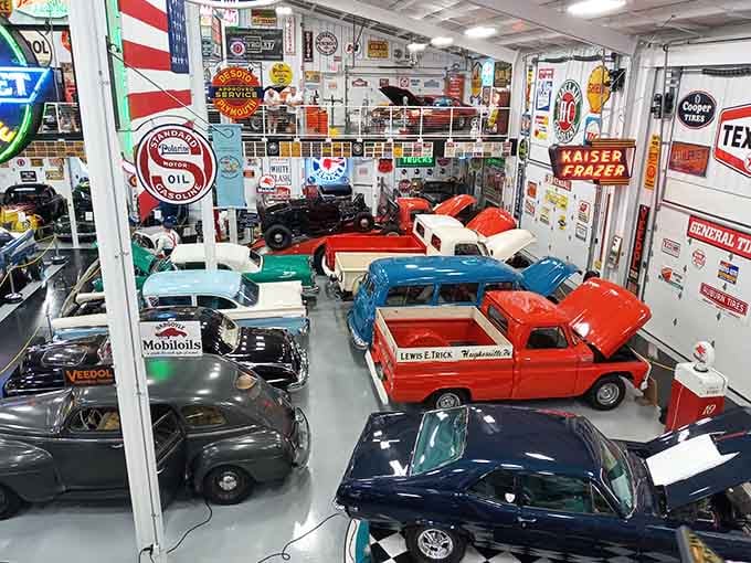 Classic cars gleaming under vintage signs&mdash;it's like someone's grandfather's dream garage became a museum you can actually visit.
