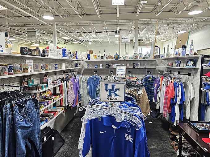 UK gear shares space with vintage finds, proving Wildcats pride never goes out of style here.