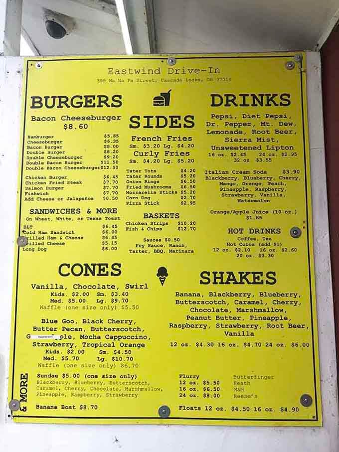 When the menu's on bright yellow paper, you know they're serious about the good stuff.