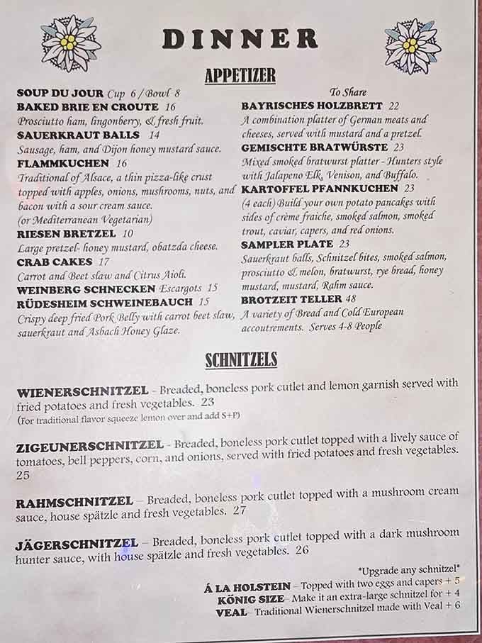 The schnitzel section alone requires serious contemplation, like choosing your favorite child but more delicious and less awkward.